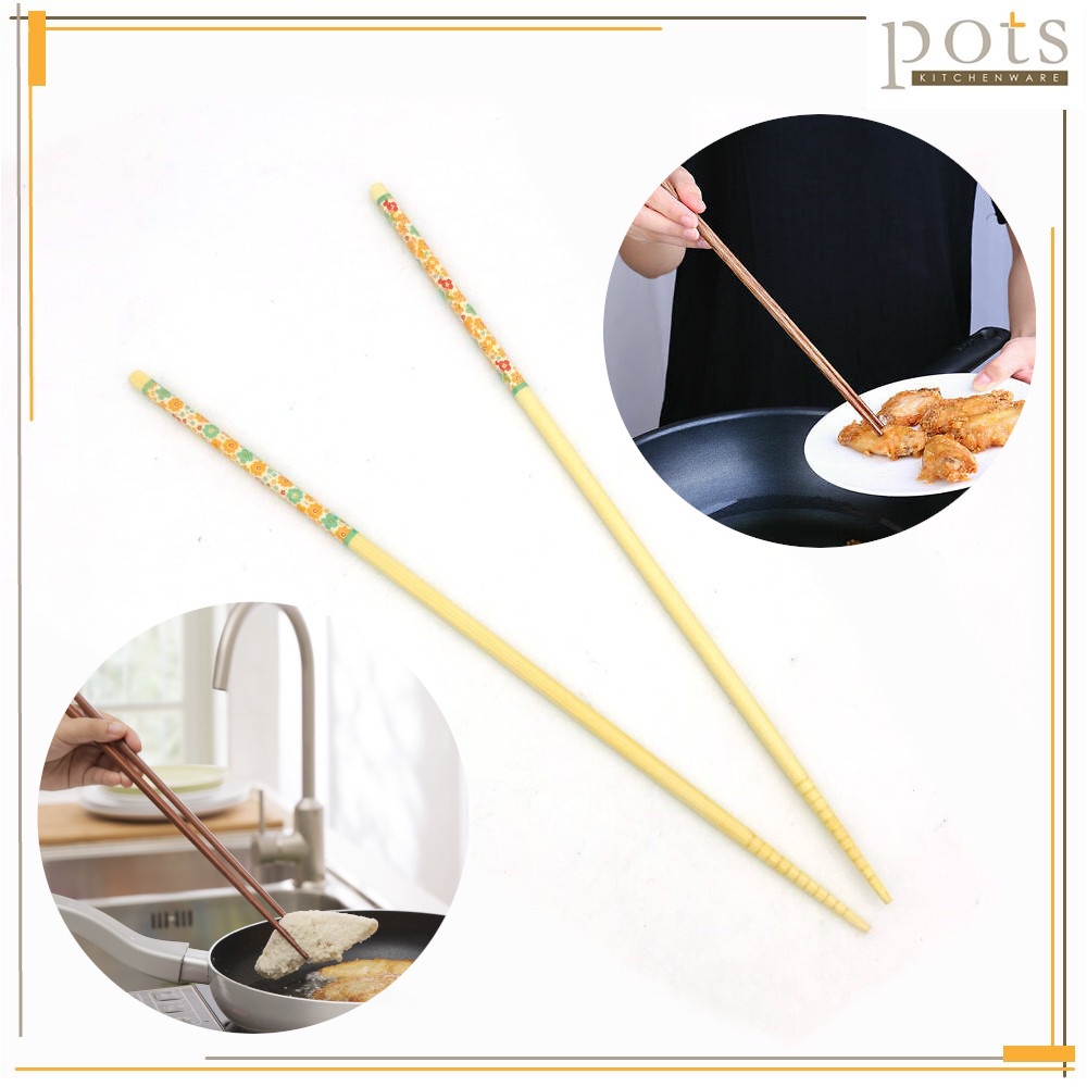2 Pairs 33cm Extra Long Steamboat Hot Pot Bamboo Frying Chopsticks ...