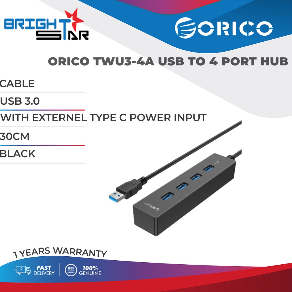 Cable Orico Twu3 4a Usb To 4 Port Hub Usb 3 0 With Externel Type