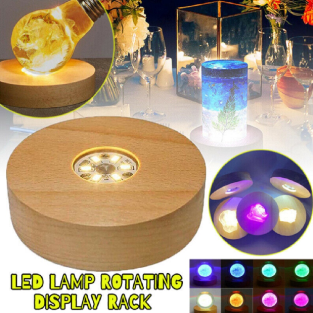 LED Light Romantic Home Decor Night Light Wooden Lighted Base Stand ...
