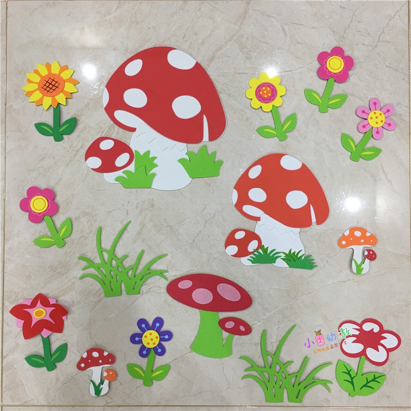Mushroom Jamur Craft 3D EVA foam blackboard Wall Decoration ...