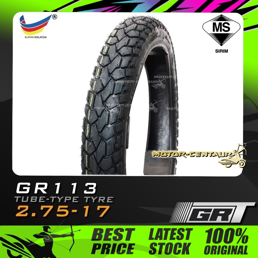 TAYAR GRT (GLOBAL RUBBER) TYRE GR113 2.75-17 275-17 (BUNGA DUAL SPORTS ...