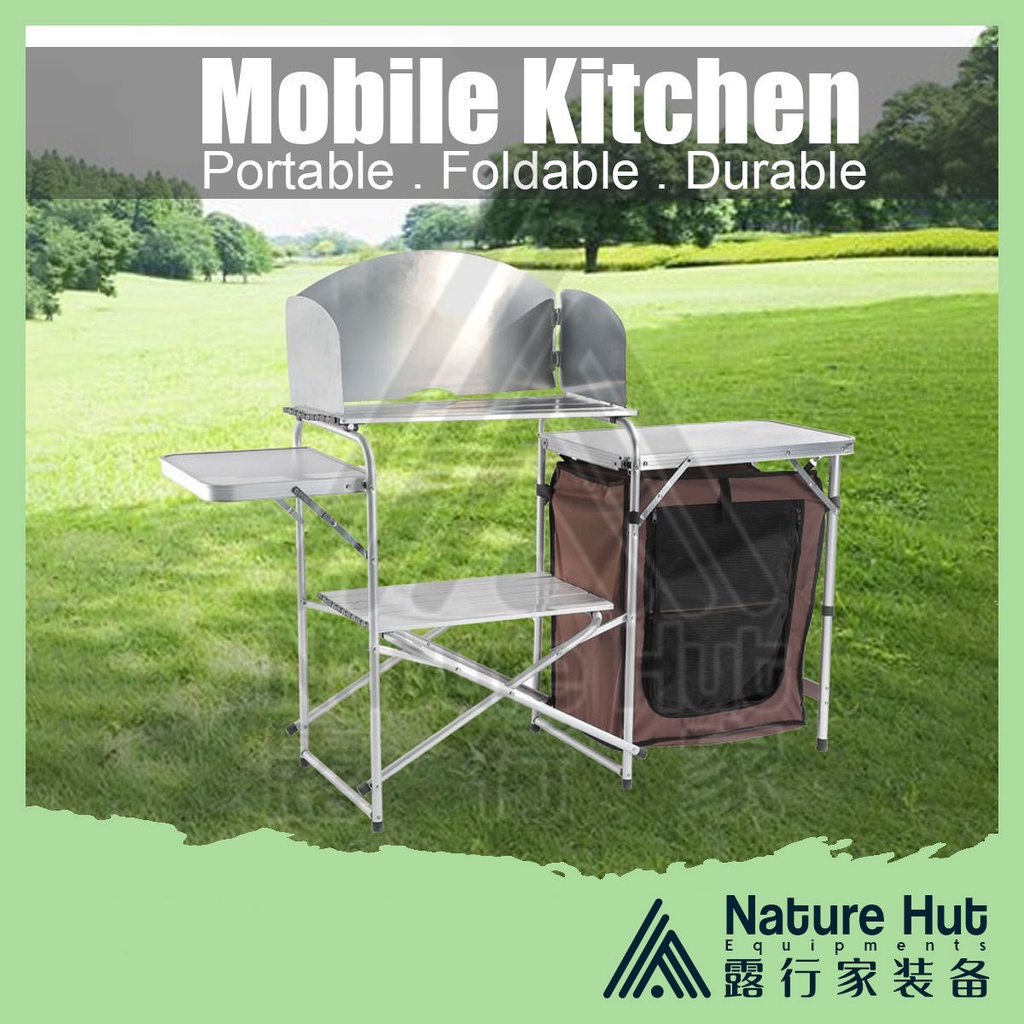 Mobile Foldable Kitchen Portable Outdoor Camping Folding Table Storage ...