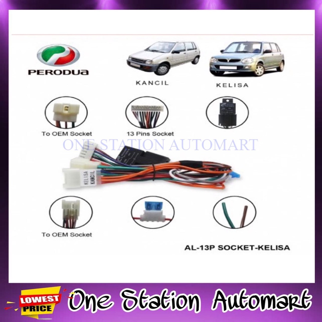 OEM "PLUG N PLAY 13pin Car Alarm Socket CABLE "PROTON/PERODUA OEM ...