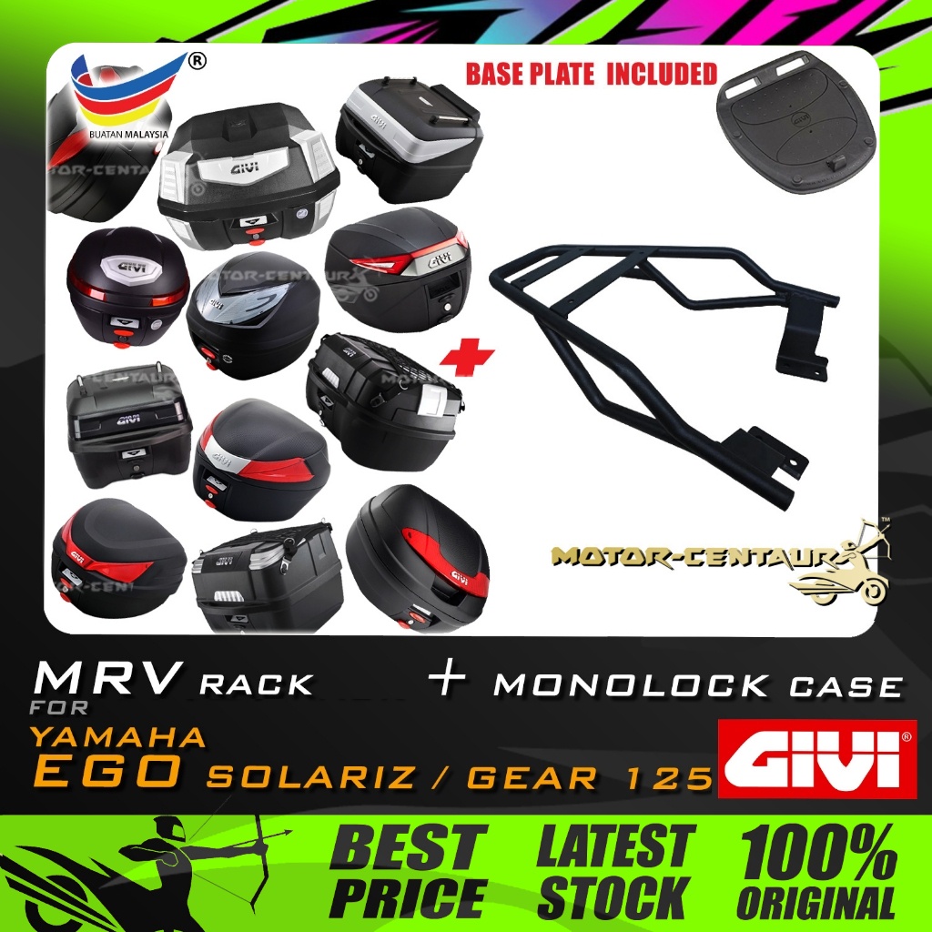 SET KOMBO KOTAK/BOX GIVI B27/B32/B33/B42/B45 TOP CASE + GIVI YAMAHA EGO SOLARIZ GEAR 125 MV/MRV ...