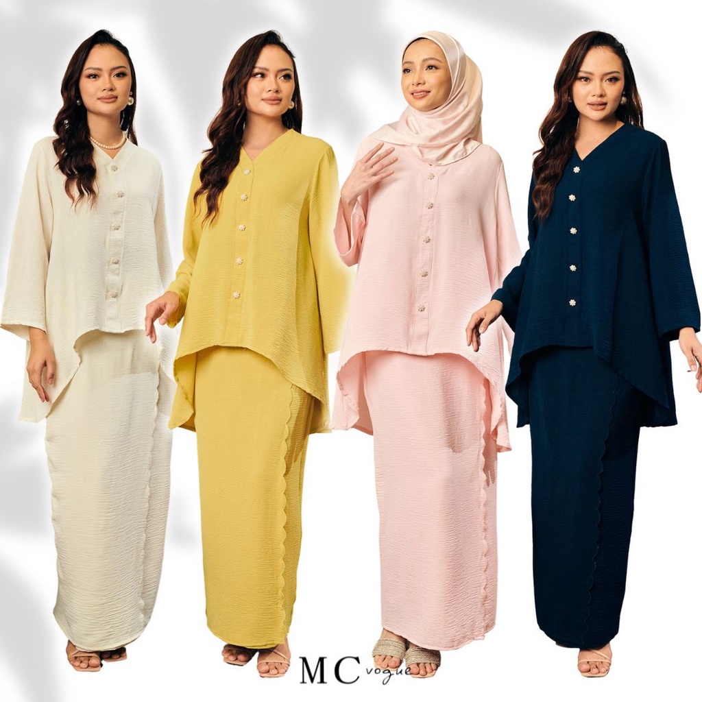 MC Vogue Zehra Ironless Baju Kurung Raya 2023 Pearl Button Sulam ...