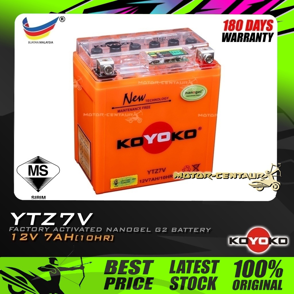 BATERI MOTOSIKAL KOYOKO G2 NANOGEL BATTERY YTZ7V FOR YAMAHA NMAX150/155 ...