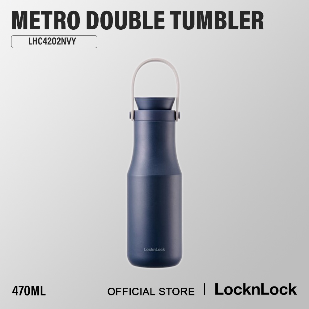 Locknlock Metro Double Tumbler Drinking Bottle 470ml LHC4202NVY (Navi ...