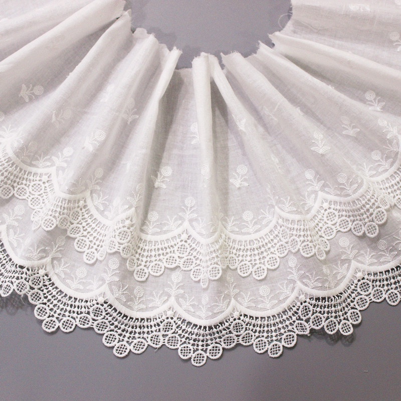 1 Yard White Lace Fabric Double Layer Mesh Lace Trim DIY Garment ...