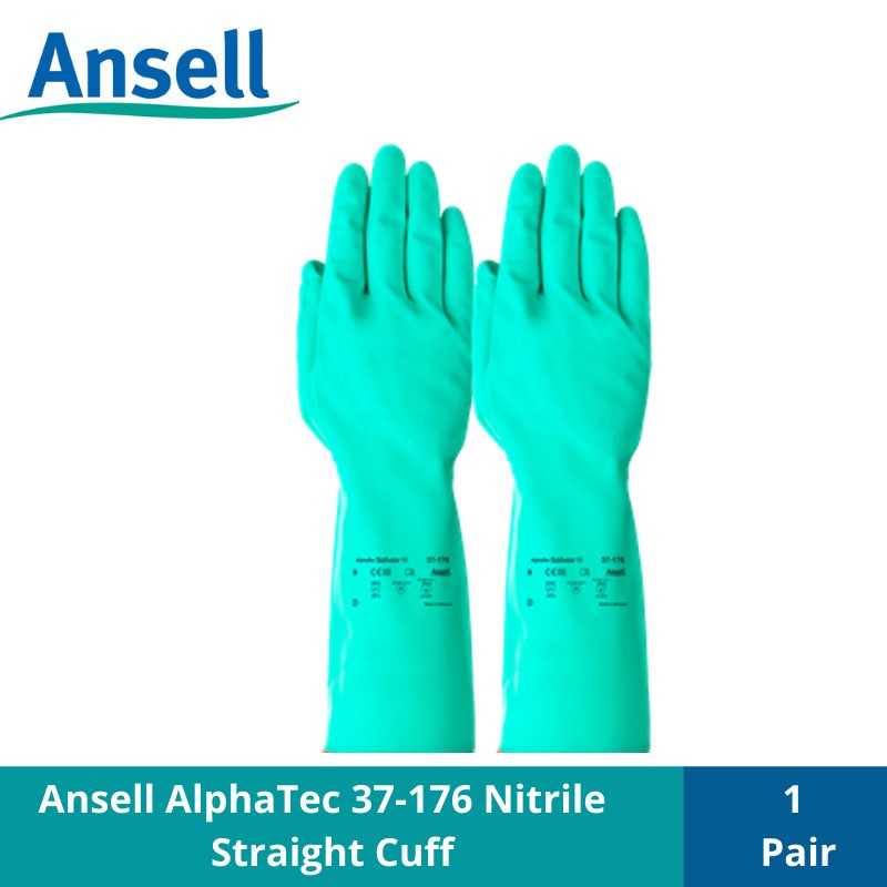 Ansell AlphaTec® 37-176 Nitrile Straight Cuff ( Pack of 1Pair) | Shopee ...