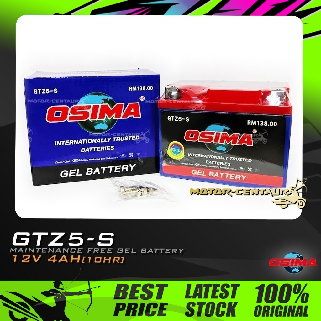 BATERI MOTOSIKAL OSIMA GEL/FULLY SEALED MF BATTERY GTZ5-S GTZ4V YTZ5 ...