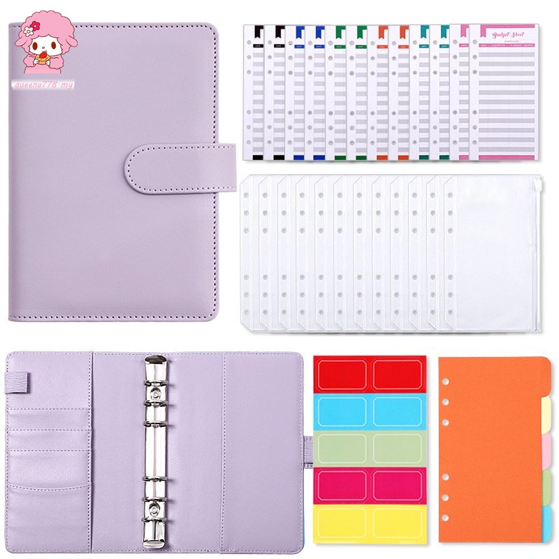 🔥 【HOT SALE】A6 Budget Binder Set PU Perancang Kulit Buku Nota Zip ...