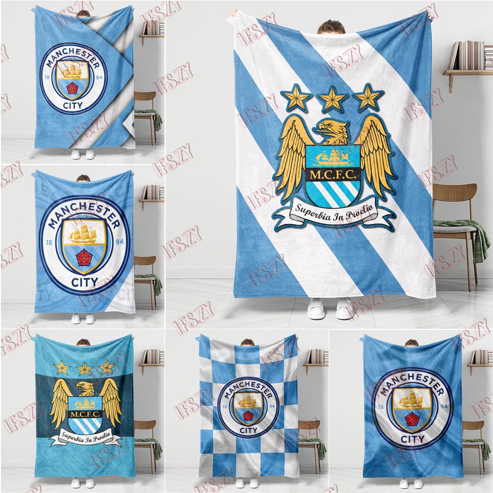 4 Size Flannel Blanket Football Club Manchester City Single Single Side ...