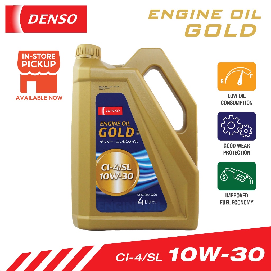 DENSO Gold Semi Synthetic CI-4 / SL Engine Oil 10W30 4L - 260390-0220 ...