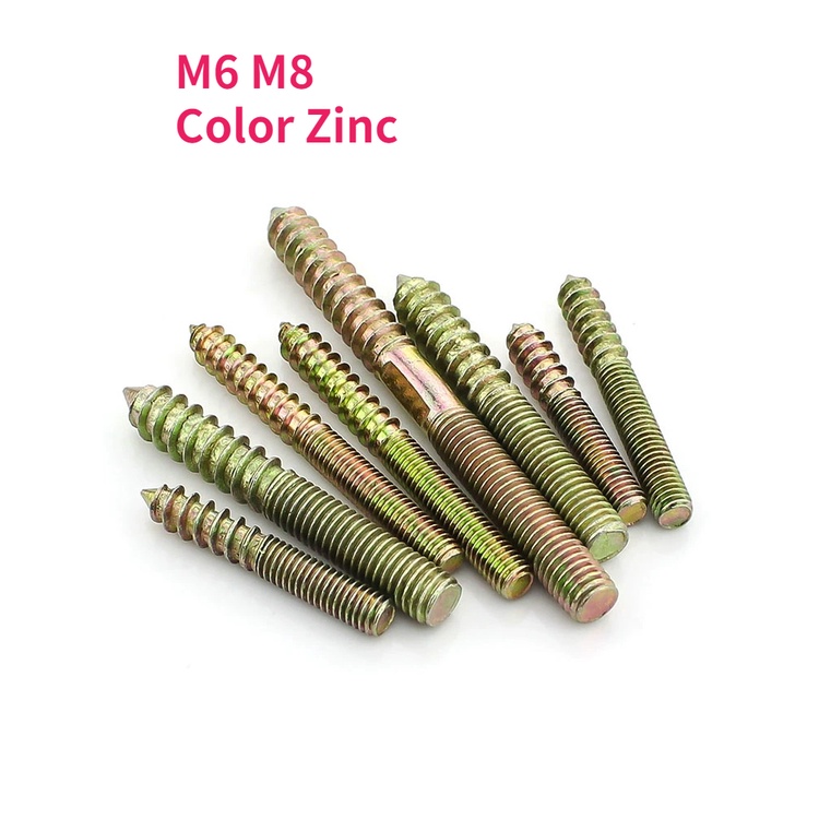 M6 M8 Color Zinc Hanger Bolt Double Headed Bolt Self-Tapping Screw For ...