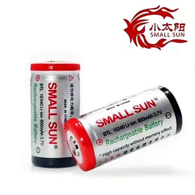 Small Sun Genuine 16340 Rechargeable Battery 800mAH 3.7V Lithium ...