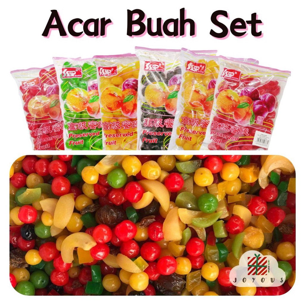 500g Acar Buah Set / Ceri Merah / Kuning / Hijau / Jeruk Asam / Pu Tao ...
