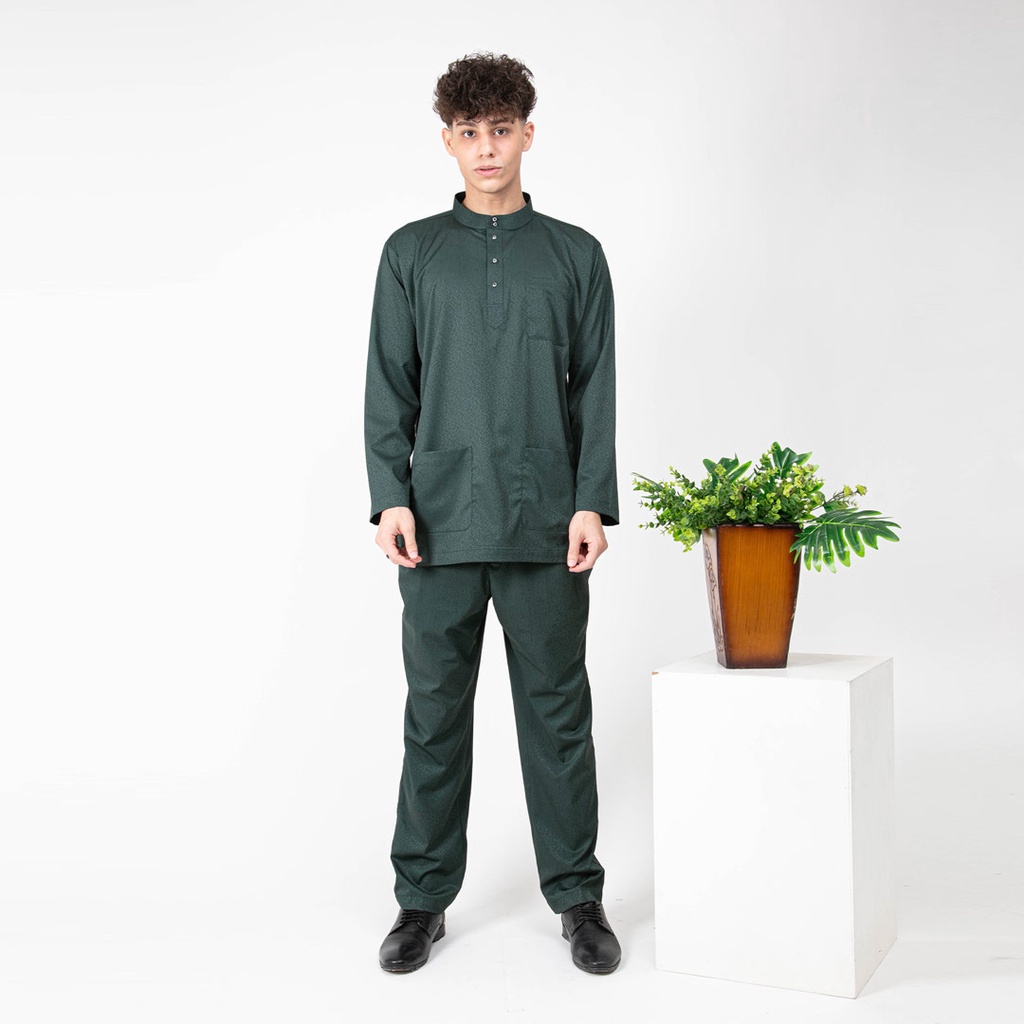 Alain Delon Baju Melayu Raya Cekak Musang Regular Fit-Navy Olive Lemon ...