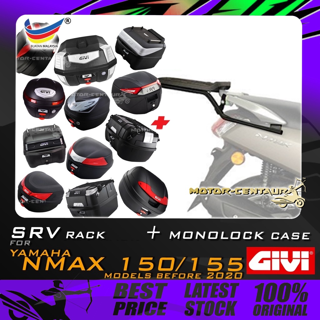 SET KOMBO KOTAK/BOX GIVI B27/B270/B32/B33/B42/B45 TOP CASE + YAMAHA NMAX 155/150 (MODEL BEFORE ...