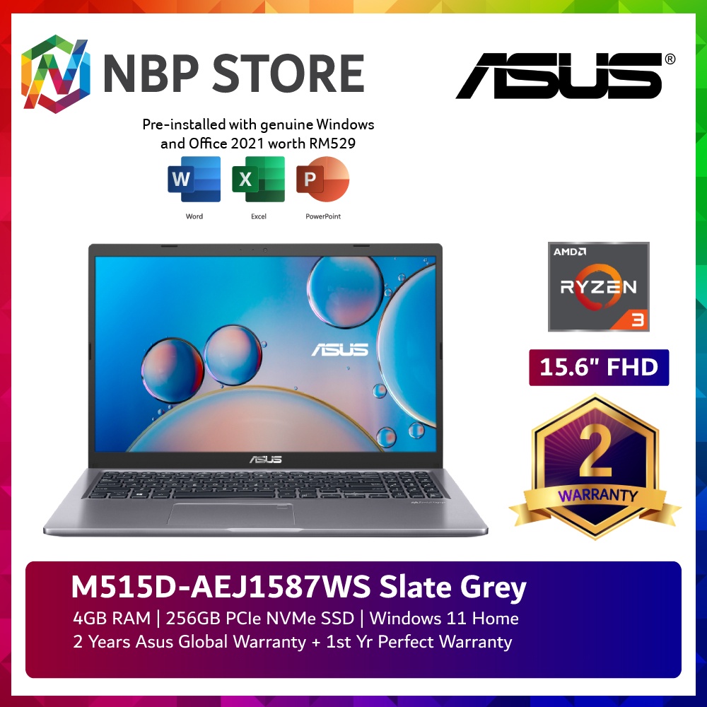 Asus M515D-AEJ1587WS 15.6'' FHD Laptop Slate Grey | Shopee Malaysia