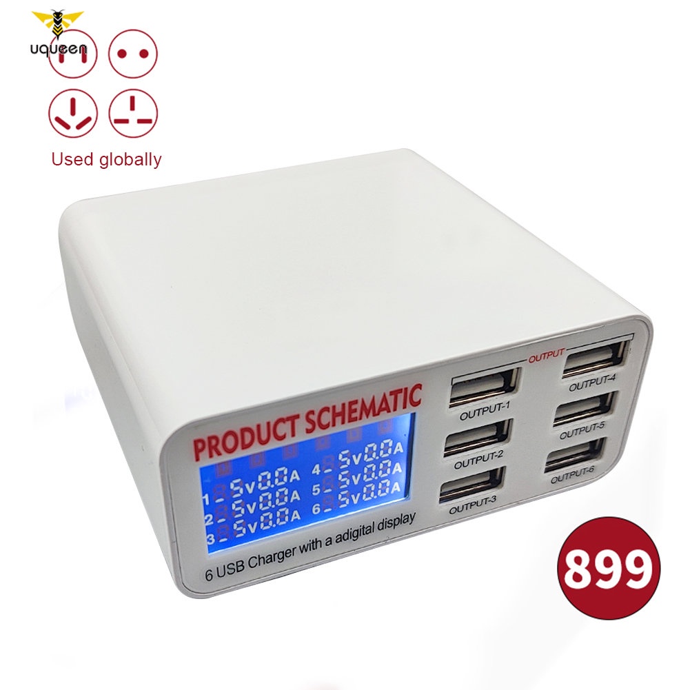 UQ USB Charger Portable Multi USB Port Charger 6 Ports USB Socket Fast ...