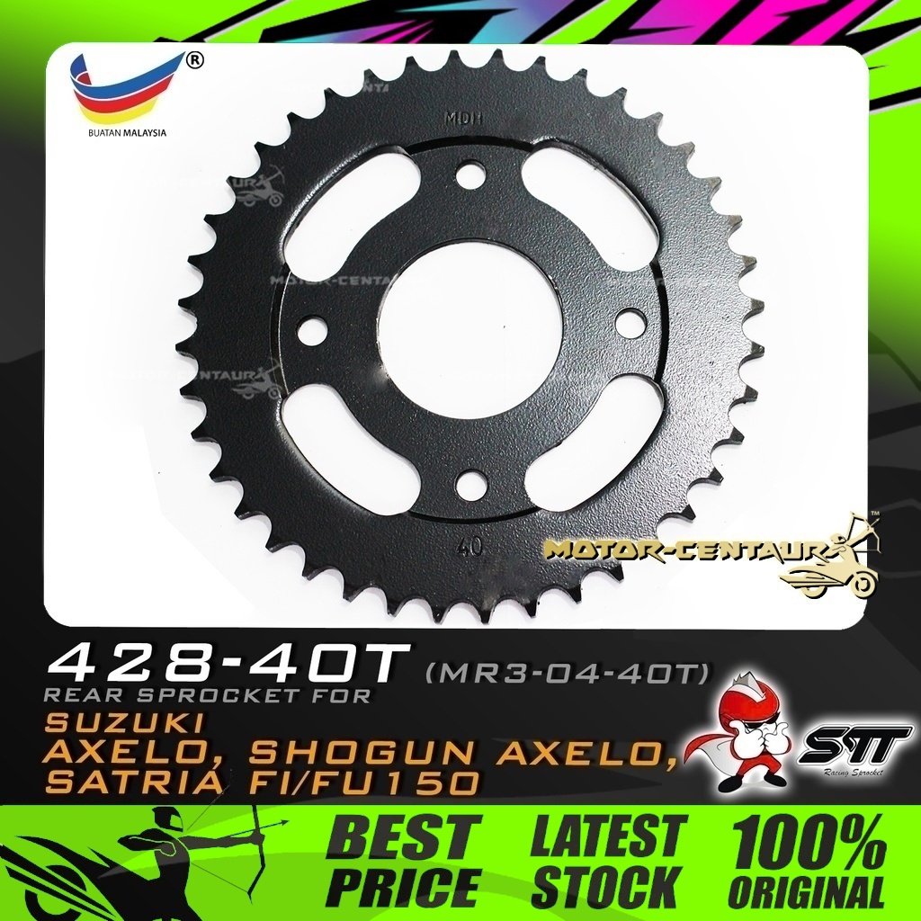 GEGANCU BELAKANG STT STEEL REAR SPROCKET (MR3-04-40T) AXELO-428-40T FOR ...