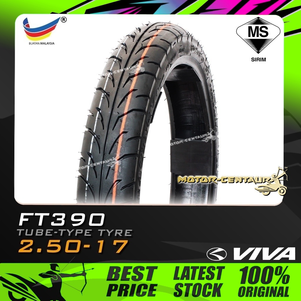 TAYAR VIVA TUBE-TYPE TYRE FT390 (BUNGA TAJAM) 2.50-17 250-17 | Shopee ...
