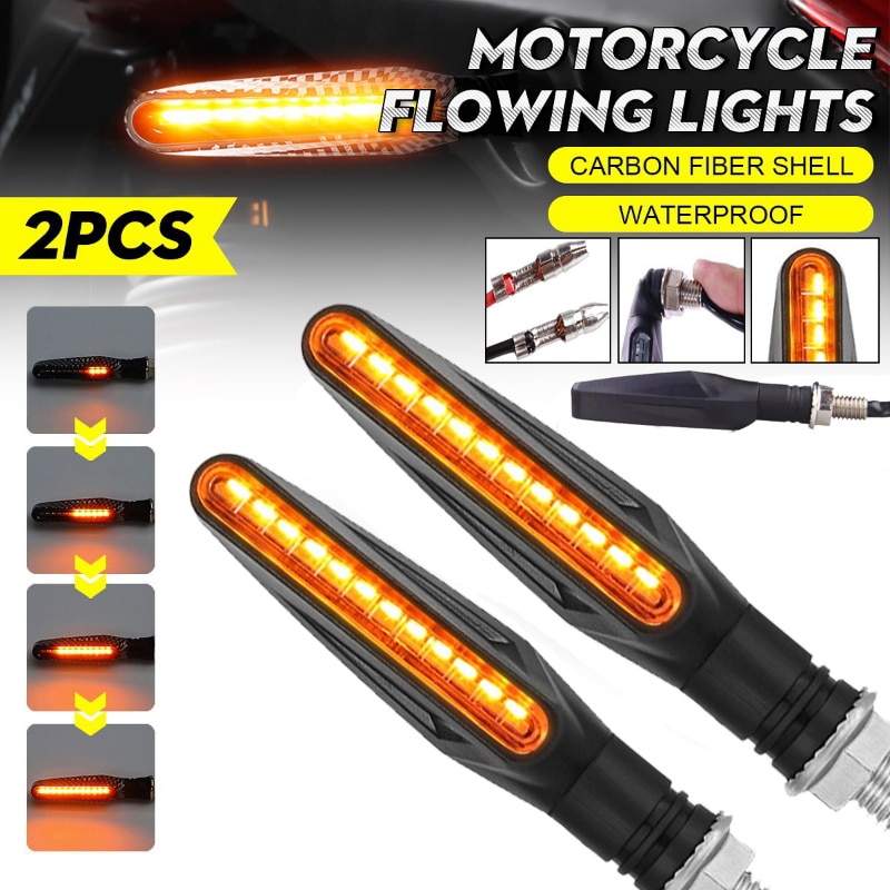 2 pcs Motorcycle Turn Signal Lights Universal 12V LED Motorcycle Flow ...