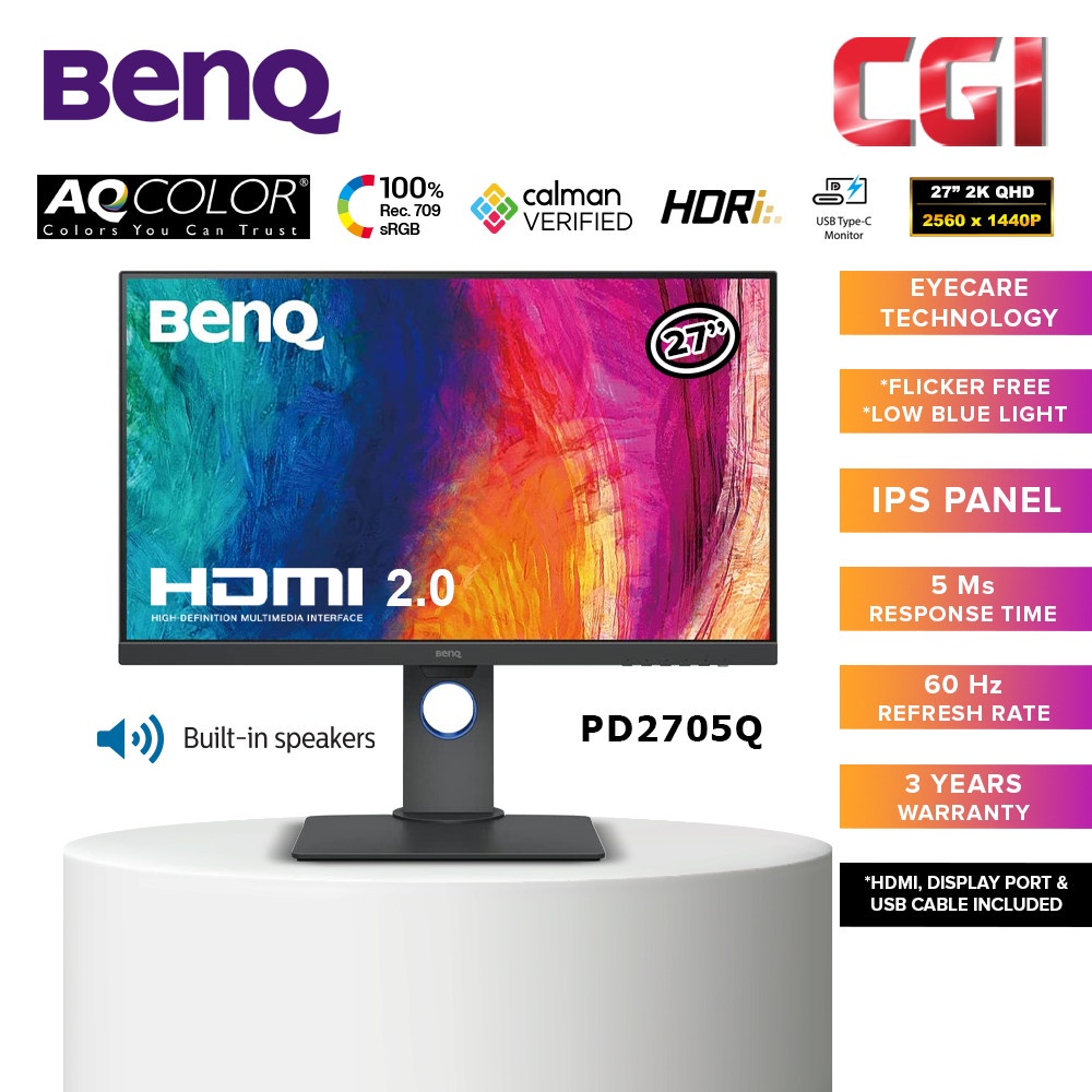 BenQ 27" PD2705Q QHD 2K sRGB HDR10 USB-C Designer Monitor | Shopee Malaysia