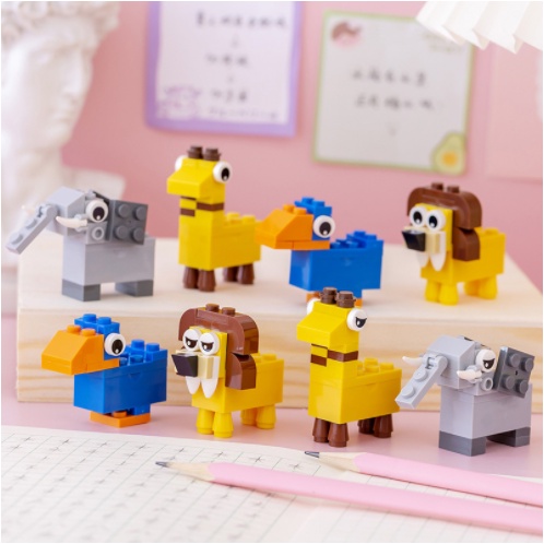 Lego Sharpener Kids DIY Puzzle Pencil Sharpener Lion Giraffe Elephant ...