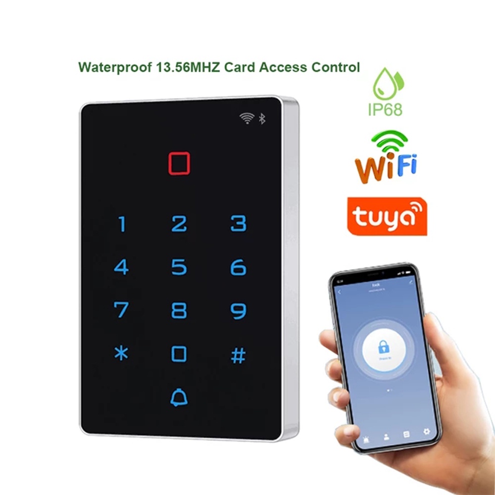 T12 WIFI Tuya Smart Door Lock Waterproof Door Access Control System Standalone Keypad RFID Card ...