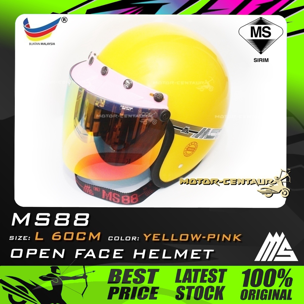 SET KOMBO TOPI KELEDAR MS88 HELMET YELLOW SIZE: L 57CM-59CM (SIRIM ...