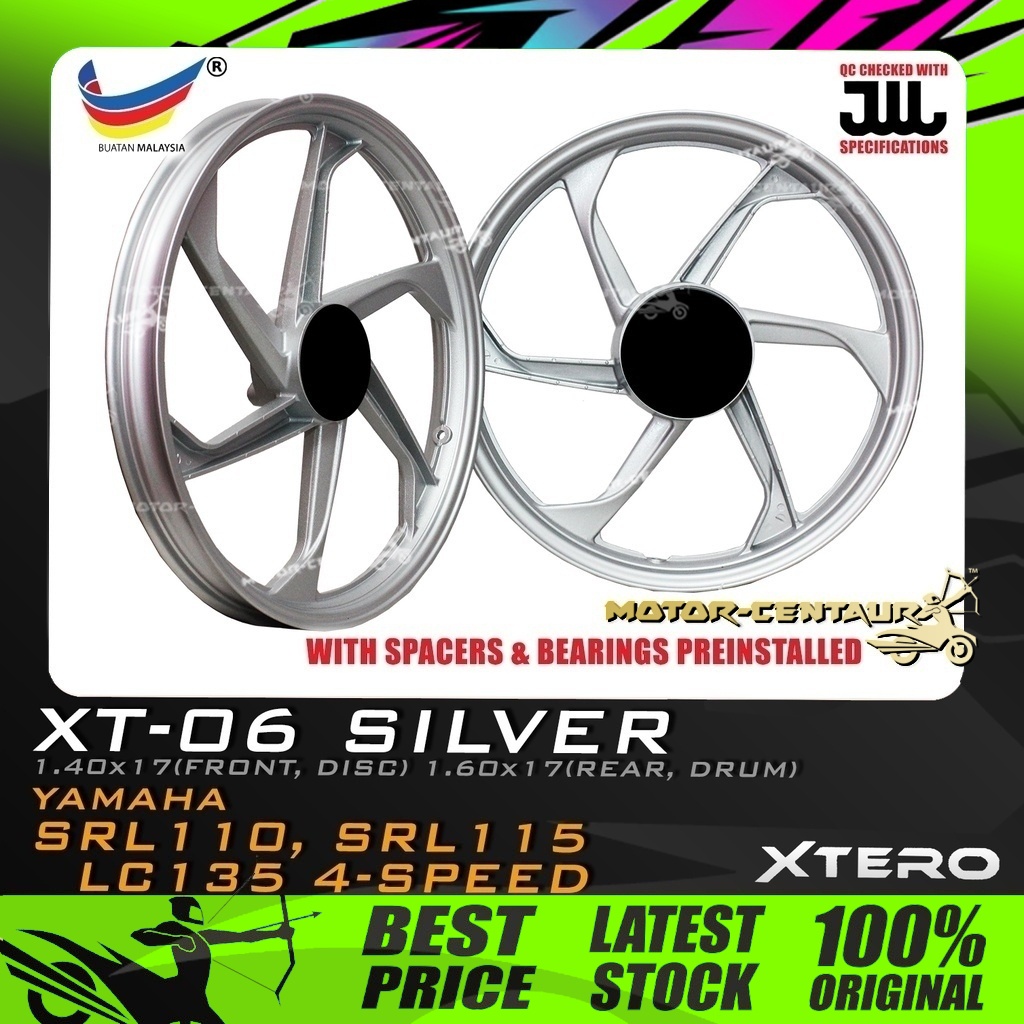 RIM MOTOSIKAL XTERO SPORT RIMS XT-06 1.40X17(DISC, F) 1.60X17(DRUM, R ...