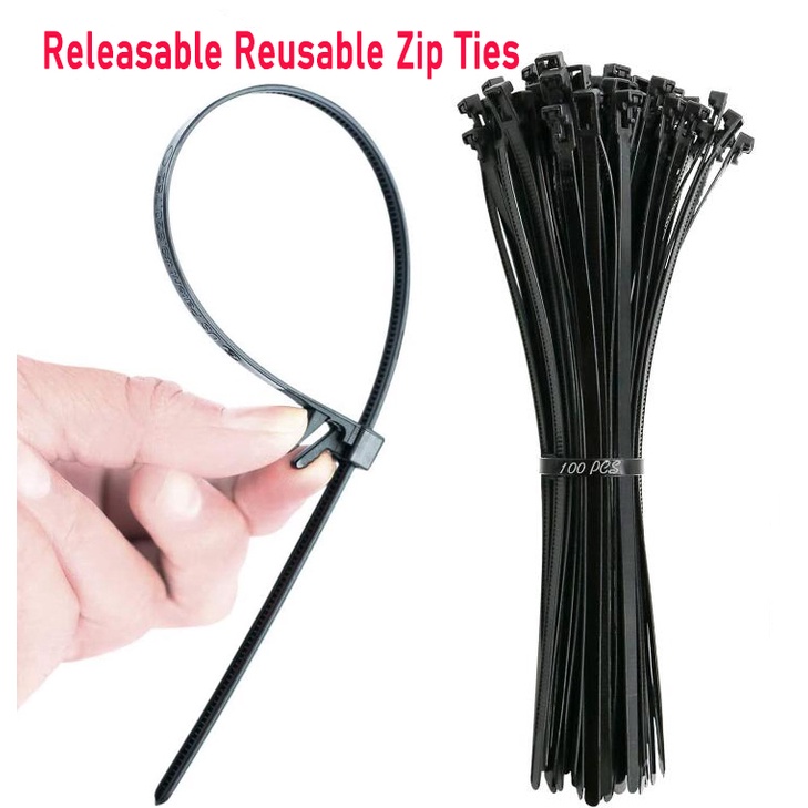 100PCS Releasable Cable Ties Adjustable Wire Cable Tie Heavy Duty Wire Twist Ties Reusable Zip ...