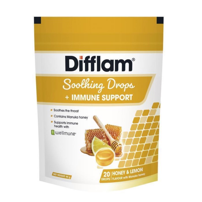 Difflam Soothing Drops + Immune Support Honey Lemon, 20 Drops, With ...