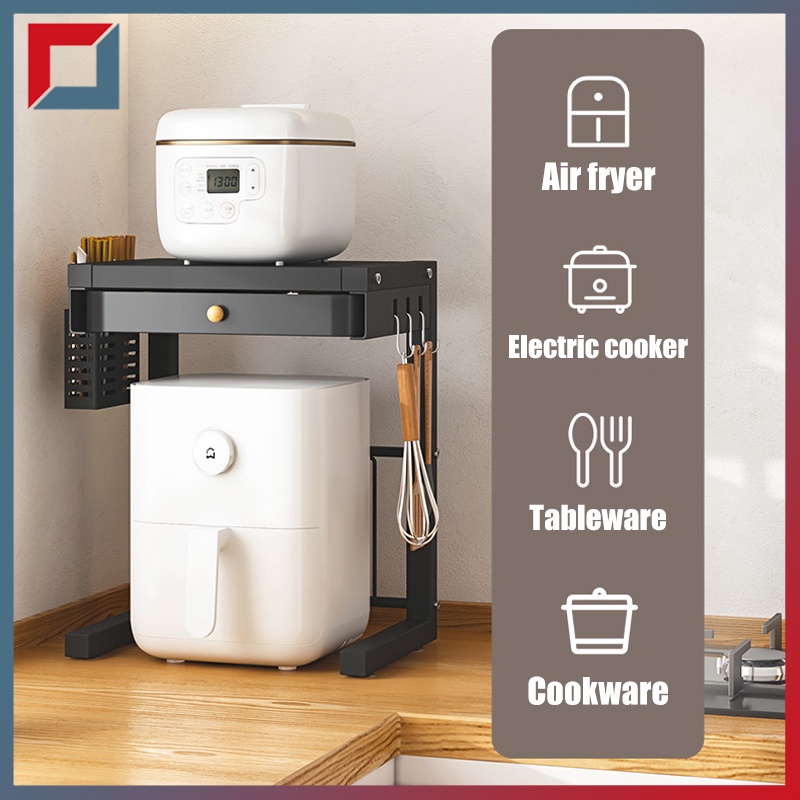 Kitchen double-layer storage rack small household appliances air fryer ...