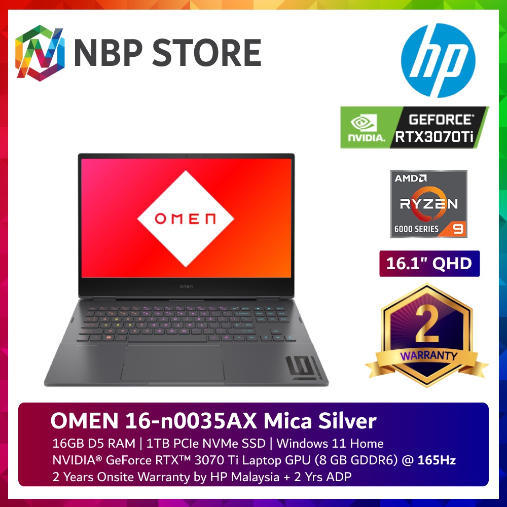 HP OMEN 16-n0035AX 16.1" QHD 165Hz Gaming Laptop Mica Silver | Shopee ...