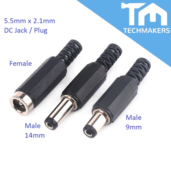 DC Jack Connector Female / Male Screw Type 2.1mm 9mm(Normal)/14mm(Long ...