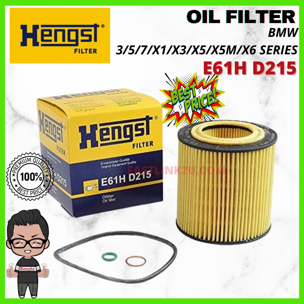 ORIGINAL HENGST BMW E90/E60 3 5 7 SERIES X3 X5 X7 OIL FILTER E61HD215 ...
