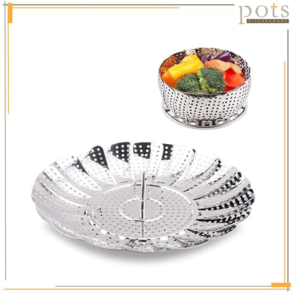 Stainless Steel Folding Dish Steam Food Steamer Basket Steaming Basket ...