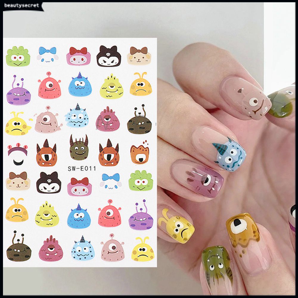 Cartoon manicure sticker Small monster cute big eyes small sweet potato ...