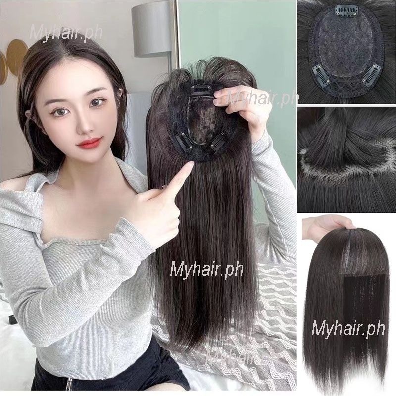 Long Straight Hair Topper Wig with bangs Increase the amount of hair on ...
