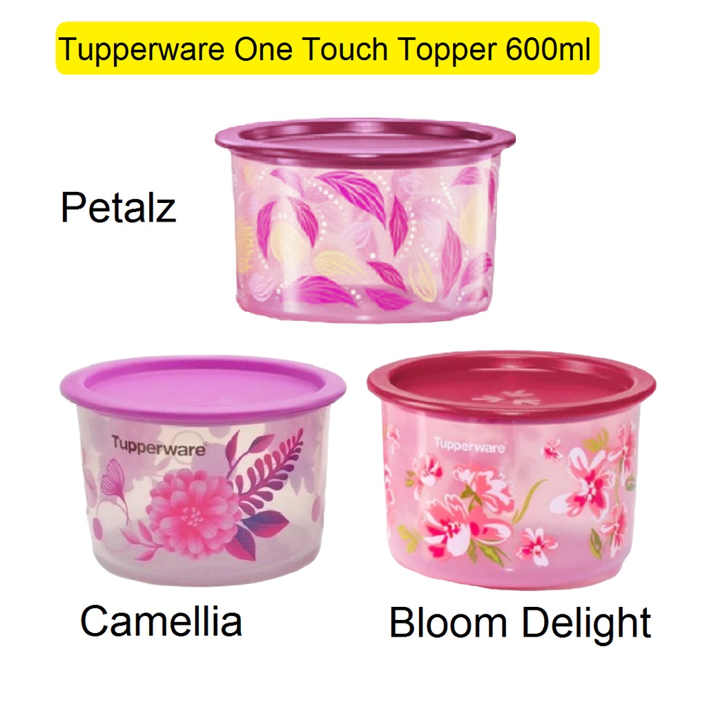 Tupperware Petalz/Bloom Delight/Royale Blue/Polka Pearls/Camellia One Touch Topper (1pc) 600ml ...