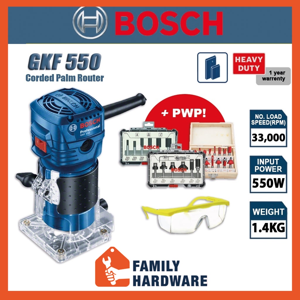 BOSCH GKF 550 GKF550 Mini Palm Router And Trimmer Wtih BOSCH 6PCS 15PCS ...