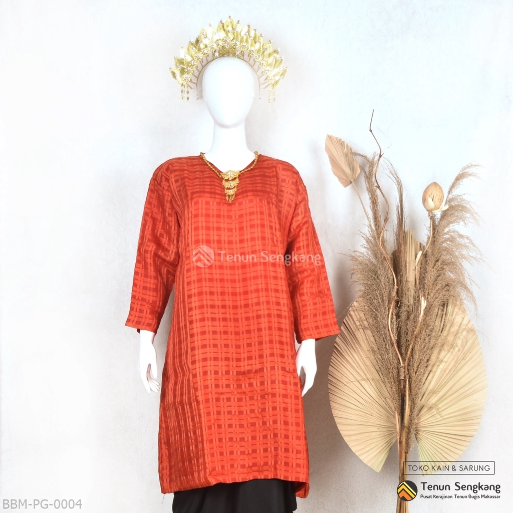 MERAH Bodo Organza Modern Bugis Makassar Shirt Long Sleeve Red ...