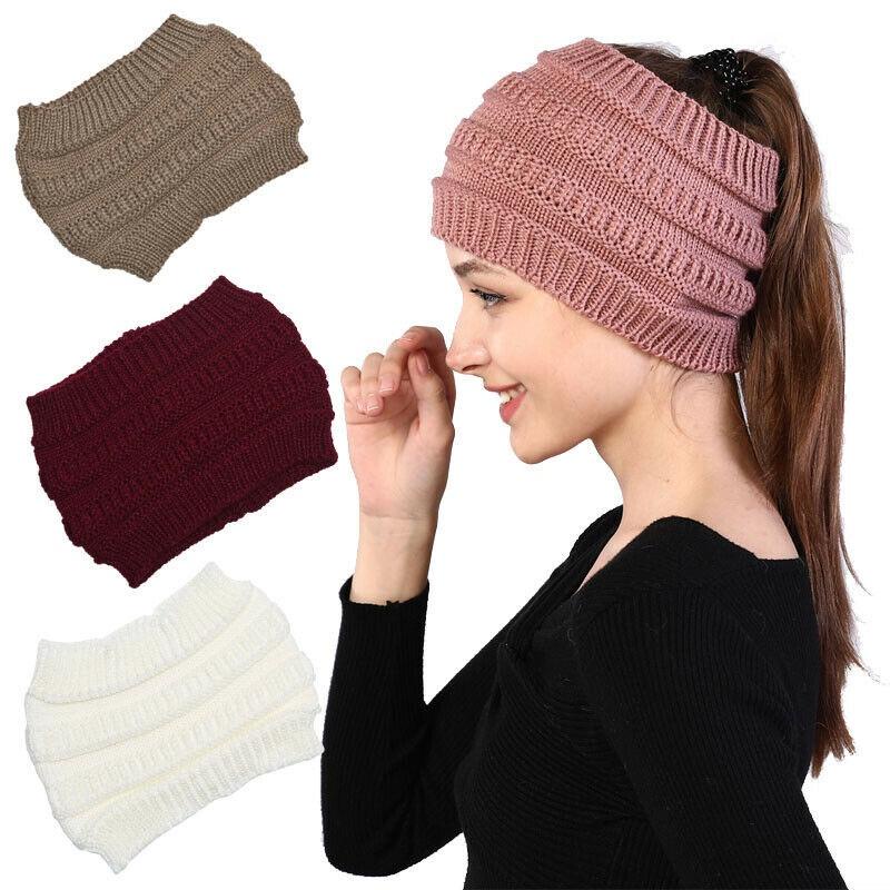 Hairband Winter Warm Womens Knitted Headband Elastic Woolen Hat Turban