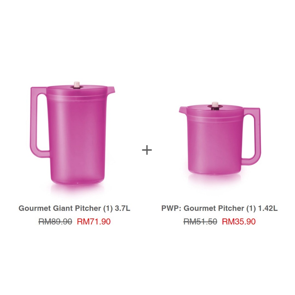 Tupperware Gourmet Giant Pitcher Set 3.7L/1.42L (Ready Stock) | Shopee ...