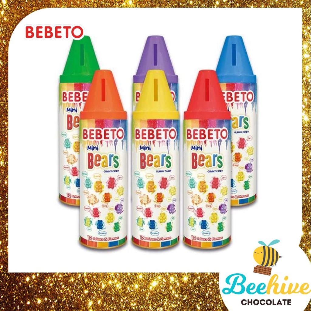 Bebeto Mini Gummy Bears Gummies Crayon Toy Tin Bank 200g | Shopee Malaysia