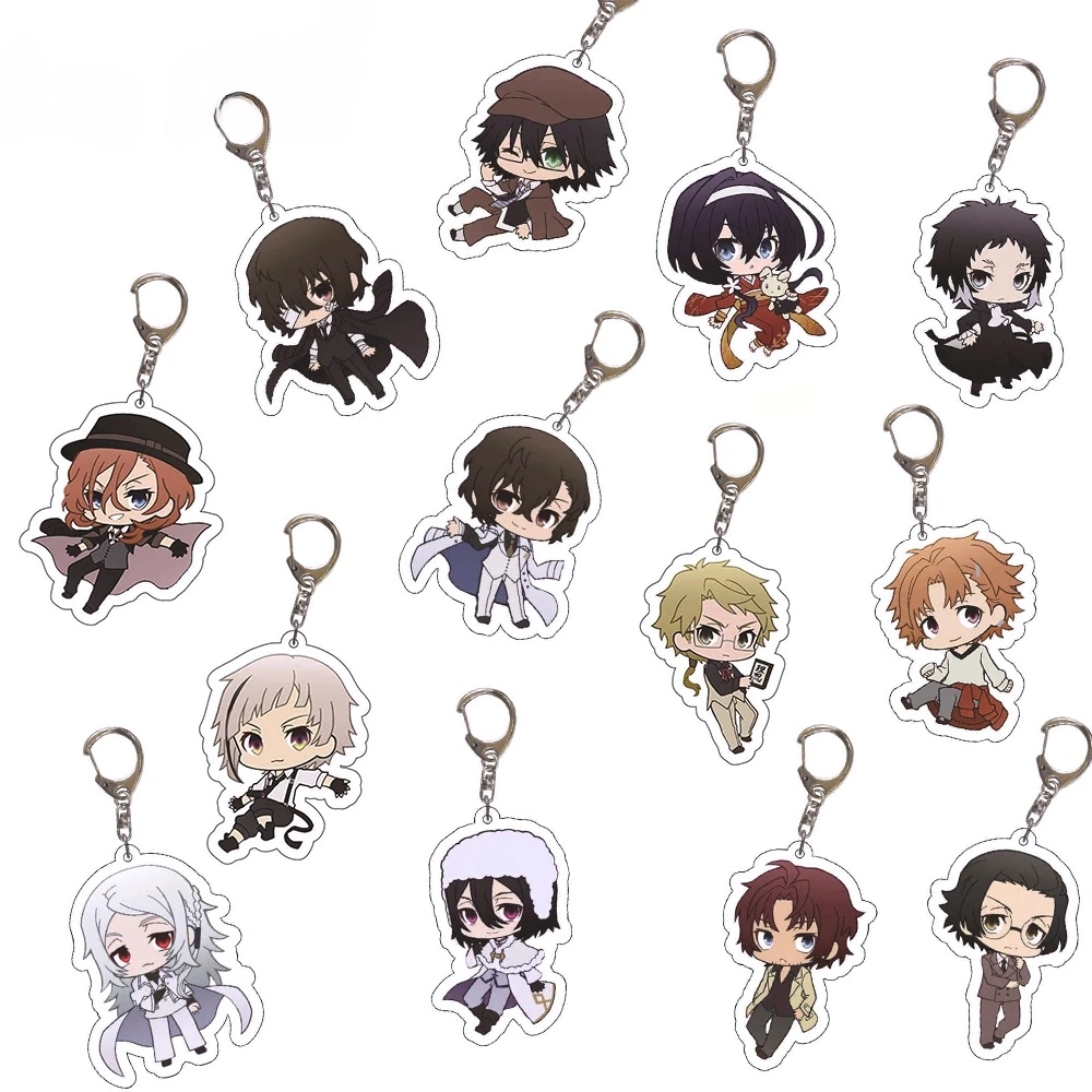Cartoon Anime Keychain Bungou Stray Dogs Atsushi Nakajima Dazai Key ...