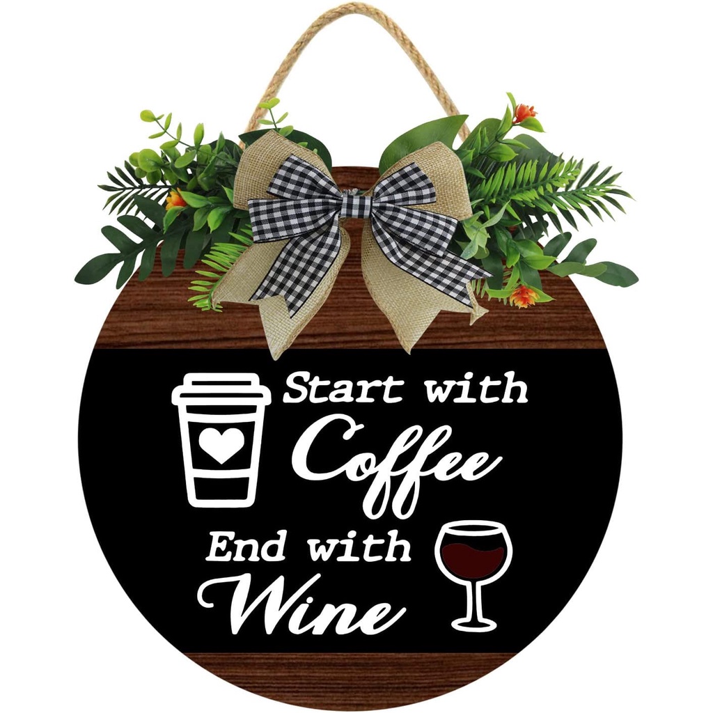 But First Cafecito Sign, Rustic Farmhouse Wooden Round Retro Coffee Bar ...