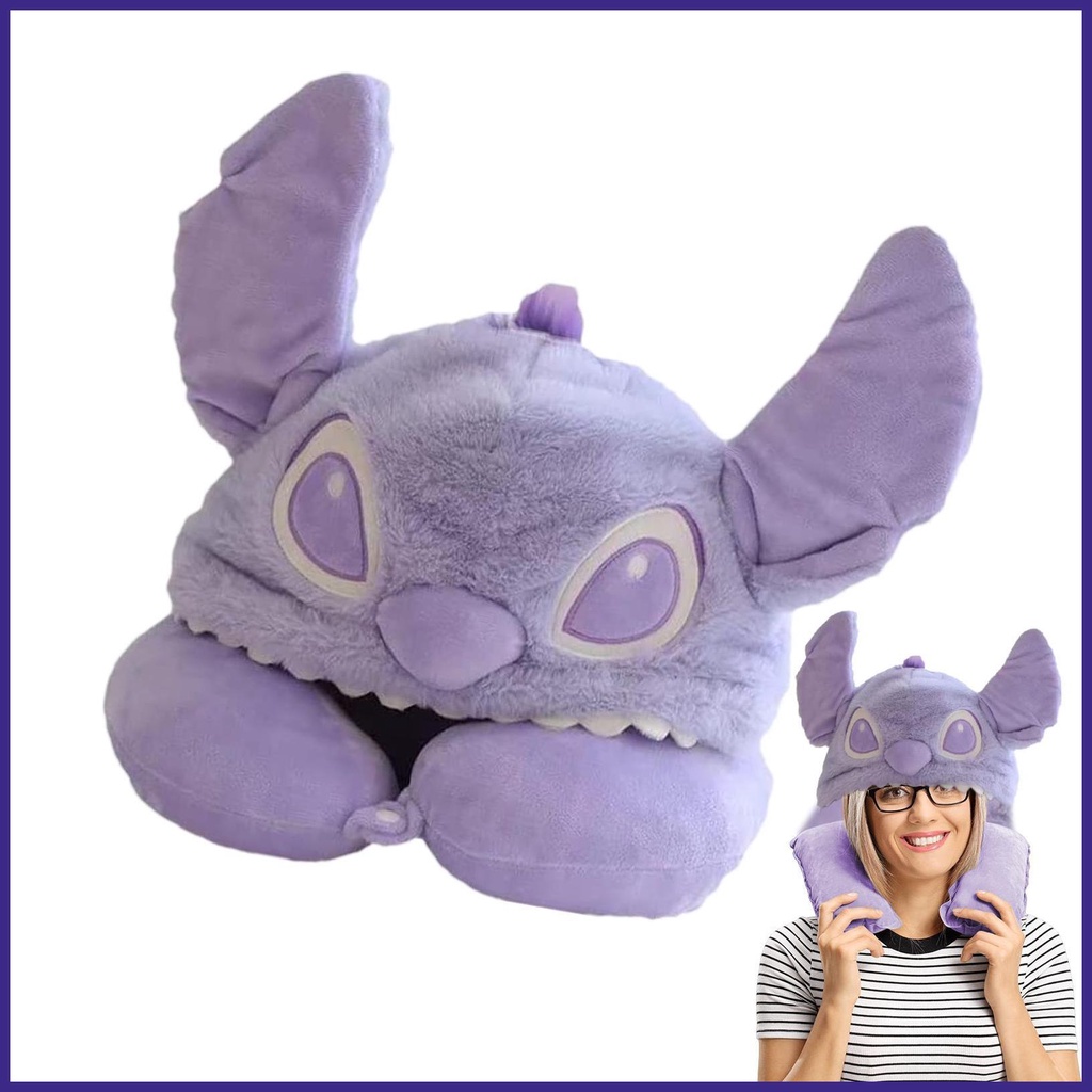 Disney Cartoon Stitch Plushie Hooded U-shaped Pillow Neck Pillow Plush ...